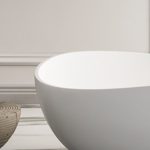 SJ STAR&JANE 63'' x 38'' Freestanding Soaking Solid Surface Bathtub | Wayfair